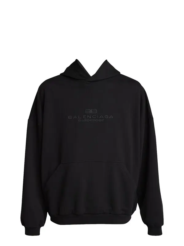 Balenciaga Tonal Archetype Oversized Terry Hoodie - Black