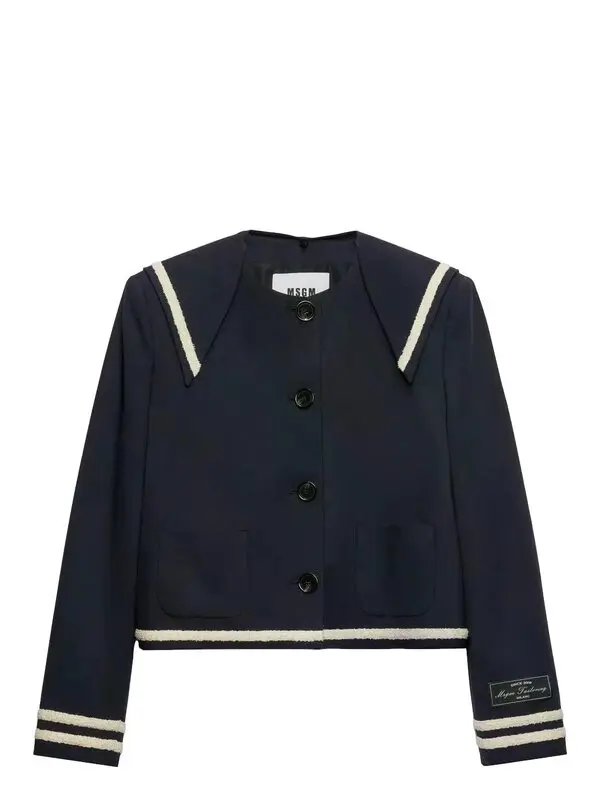 MSGM Contrasting-trim Jacket - Blue