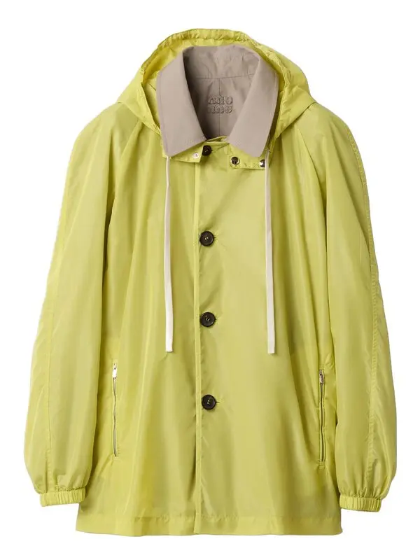 Miu Miu Panama Cotton And Technical Pongé Blouson Jacket - Clay/lime Green