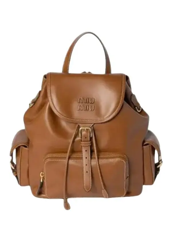 Miu Miu Leather Backpack - Cognac