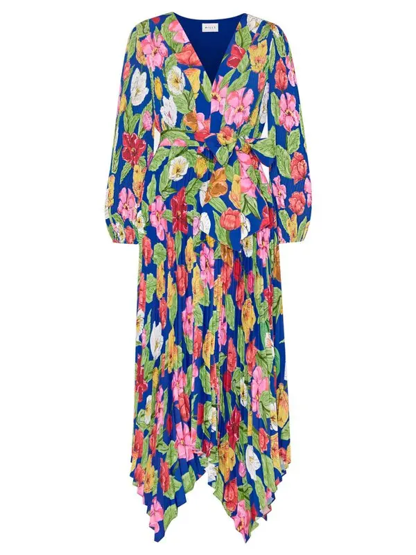MILLY Liora Tulip Rosette Maxi Dress - Royal Blue
