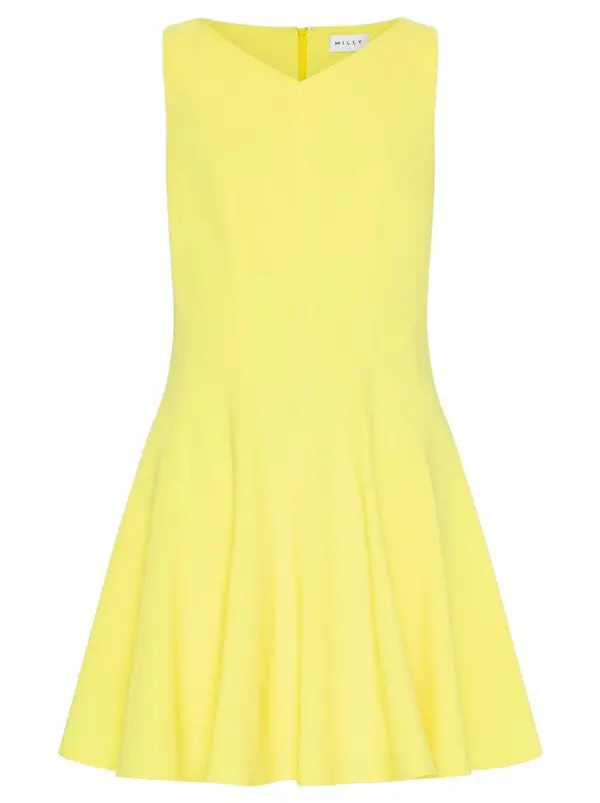 MILLY Sleeveless Fit And Flare Mini Dress - Yellow