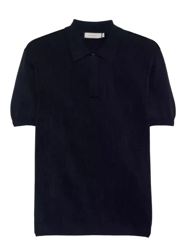 Canali Knitted Polo Shirt - Blue