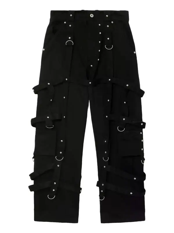 We11Done Studded Cargo Trousers - Black