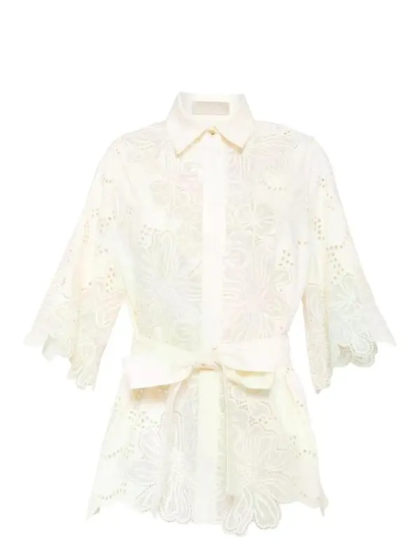 Elie Saab Cotton Embroidered Shirt - Neutrals