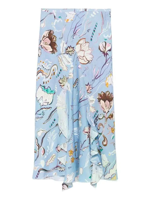Dorothee Schumacher Floral Power Midi Skirt - Blue