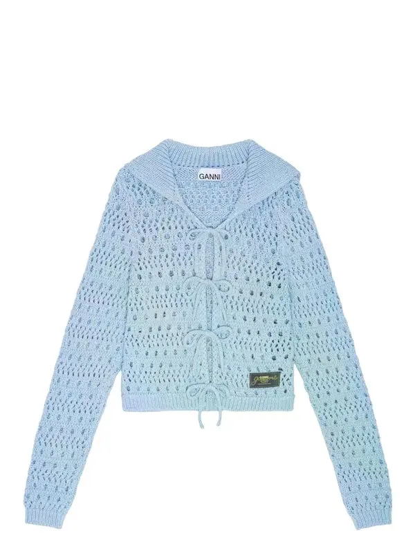 GANNI Open-knit Cardigan - Blue