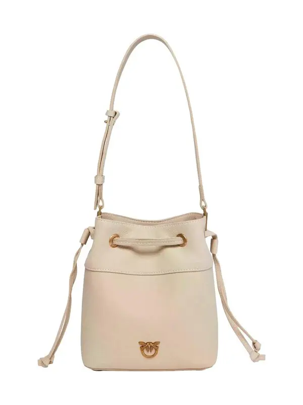 Pinko Small Leather Bucket Bag - Neutrals
