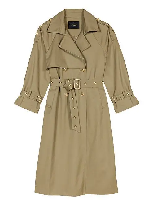 Maje Double-breasted Cotton Trench Coat - Bruns