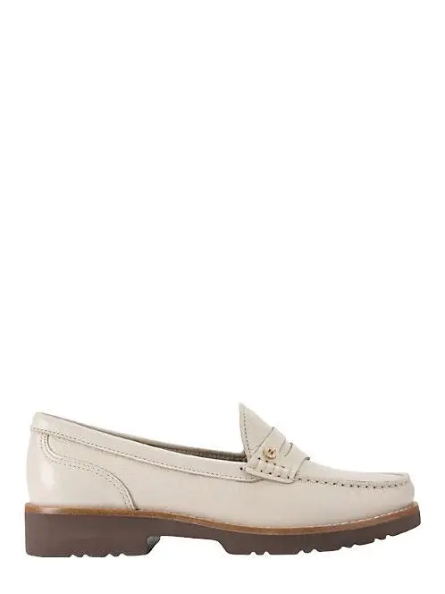 Carvela Alba Cut-out Strap Leather Loafers - Bone