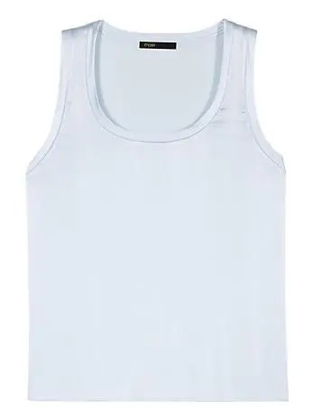 Maje Round-neck Stretch-silk Vest Top - Bleus
