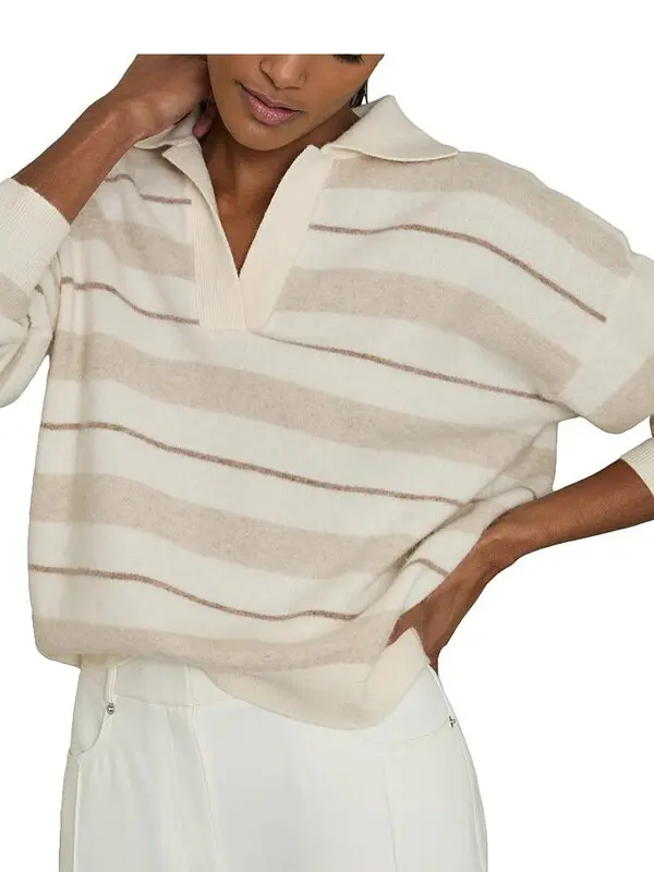 REISS Wool-blend Striped Polo Sweater - Neutral