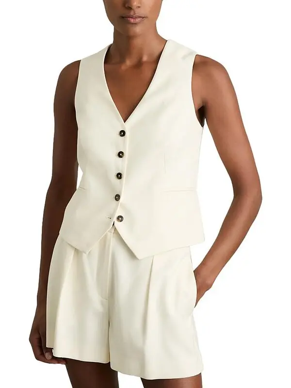 REISS Tailored Waistcoat - Cream