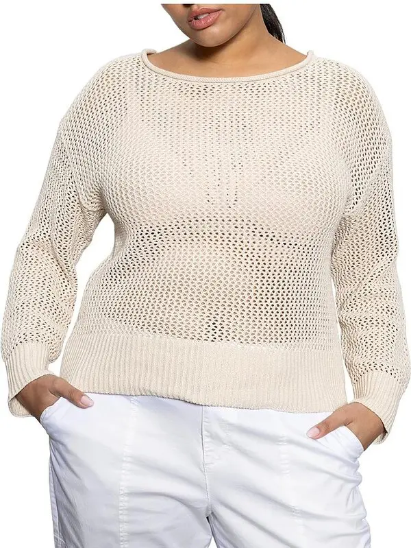 Sanctuary Plus Open Knit Sweater - Muslin