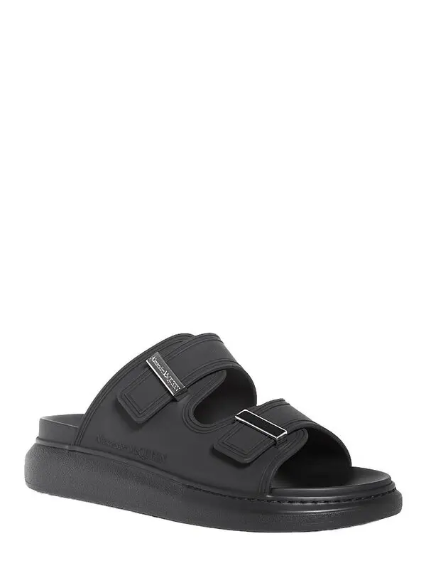 Alexander McQueen Rubber Slide Sandals With Buckle Detail - Black Multi