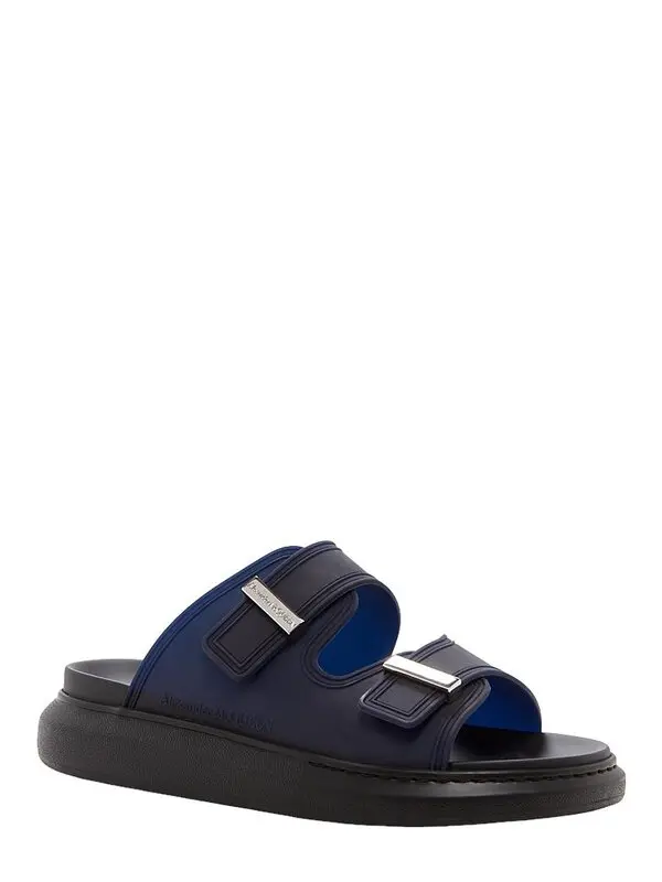 Alexander McQueen Rubber Slide Sandals With Buckle Detail - Indigo