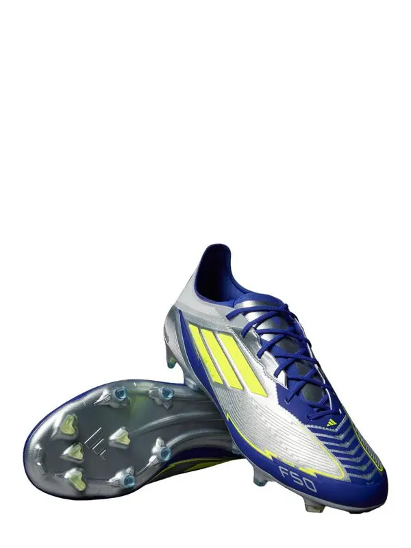 Adidas F50 Elite Firm Ground Cleats - Silver Metallic / Solar Yellow / Lucid Blue