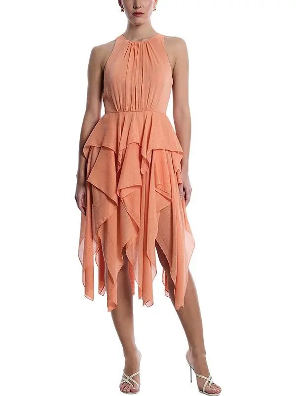 Bcbgmaxazria Ruffle Skirt Dress - Apricot