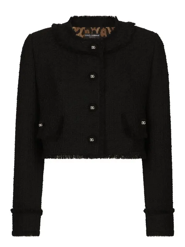 Dolce & Gabbana Short Raschel Tweed Jacket - Black