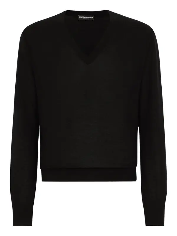 Dolce & Gabbana V-neck Cashmere Sweater - Black