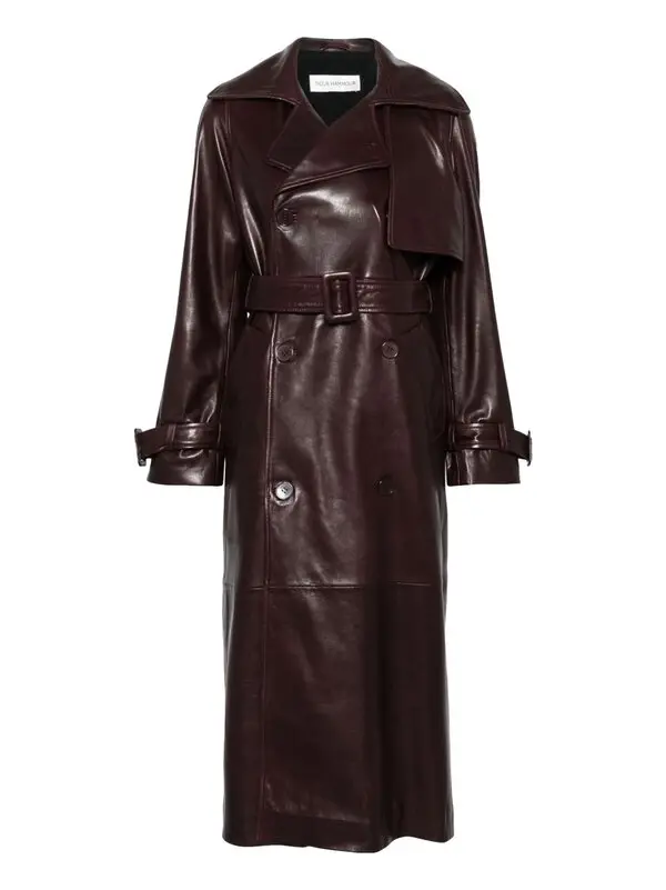 Nour Hammour Henri Leather Coat - Red