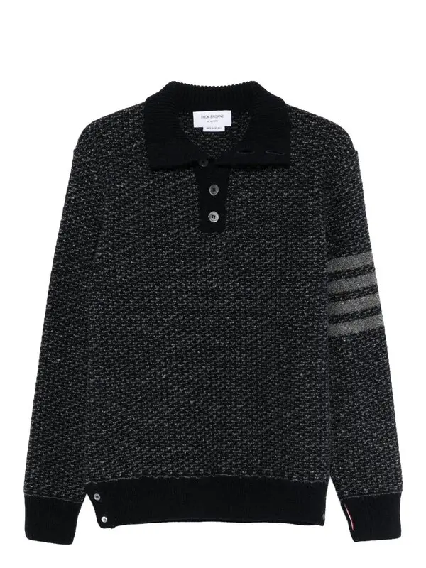 Thom Browne 4-bar Tweed Sweater - Blue
