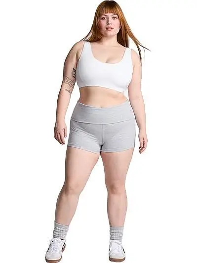 Pink All-day Cotton Foldover 3" Bike Shorts - Grey