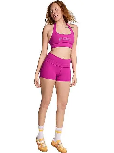 Pink All-day Cotton Foldover 3" Bike Shorts - Pink