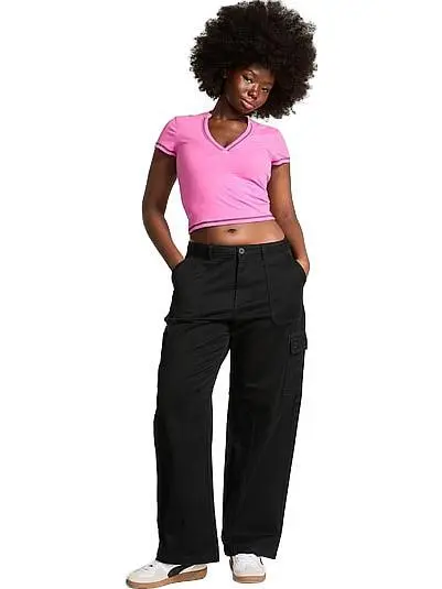 Pink Utility Cargo Pants - Black