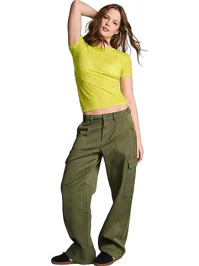 Pink Utility Cargo Pants - Green