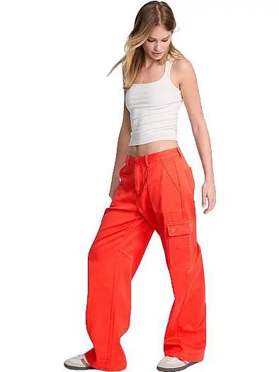 Pink Utility Cargo Pants - Orange