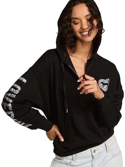 Pink Campus Fleece™ Half-zip Hoodie - Black