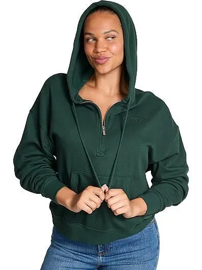 Pink Ivy Fleece Campus Half-zip Hoodie - Green