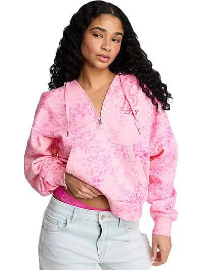 Pink Campus Fleece™ Half-zip Hoodie - Print