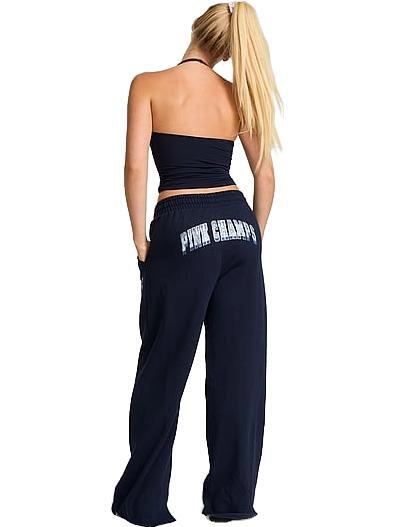 Pink Campus Fleece™ Wide-leg Split-hem Sweatpants - Blue