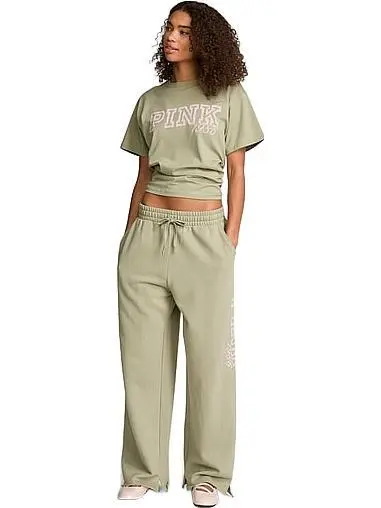 Pink Campus Fleece™ Wide-leg Split-hem Sweatpants - Green