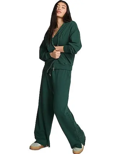 Pink Campus Fleece™ Wide-leg Split-hem Sweatpants - Green
