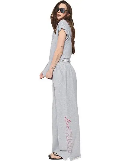 Pink Campus Fleece™ Wide-leg Split-hem Sweatpants - Grey
