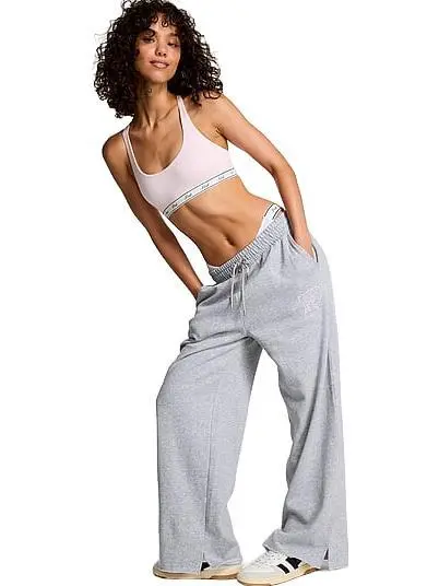 Pink Campus Fleece™ Wide-leg Split-hem Sweatpants - Grey