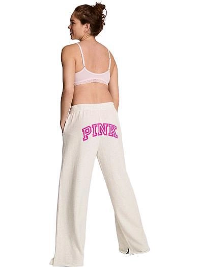 Pink Campus Fleece™ Wide-leg Split-hem Sweatpants - Grey