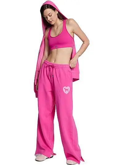 Pink Campus Fleece™ Wide-leg Split-hem Sweatpants - Pink