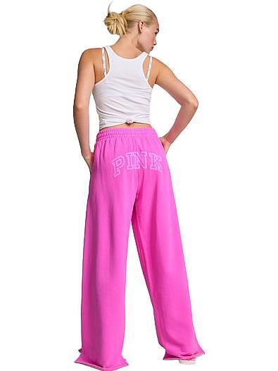 Pink Campus Fleece™ Wide-leg Split-hem Sweatpants - Pink