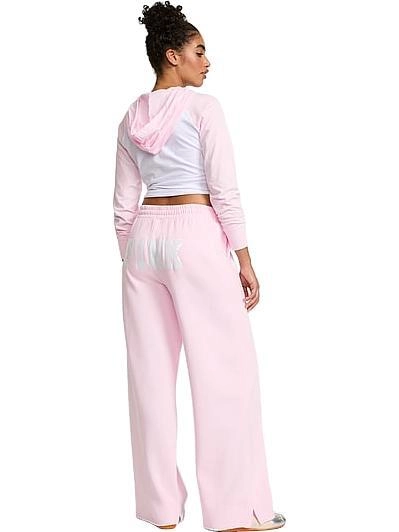 Pink Campus Fleece™ Wide-leg Split-hem Sweatpants - Pink