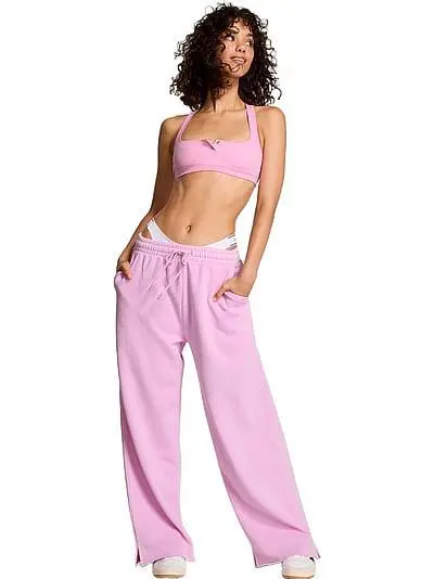 Pink Campus Fleece™ Wide-leg Split-hem Sweatpants - Purple