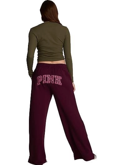 Pink Campus Fleece™ Wide-leg Split-hem Sweatpants - Purple