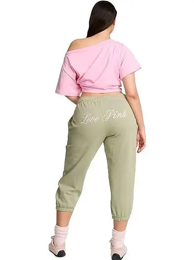 Pink Campus Fleece Capri Jogger Sweatpants - Green