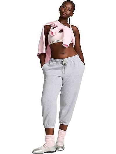 Pink Campus Fleece Capri Jogger Sweatpants - Grey