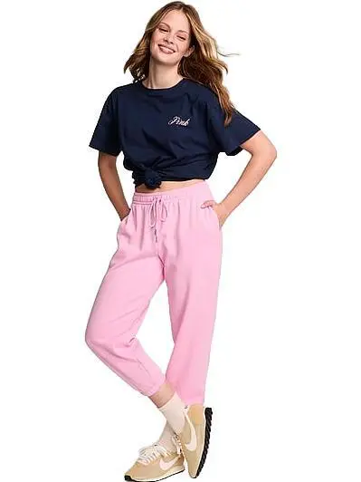 Pink Ivy Fleece Capri Jogger Sweatpants - Pink