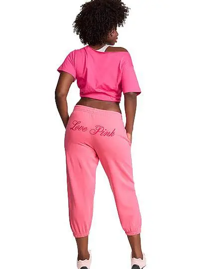 Pink Campus Fleece Capri Jogger - Pink