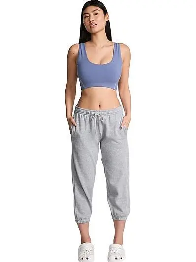 Pink Campus Fleece Capri Jogger Sweatpants - Print